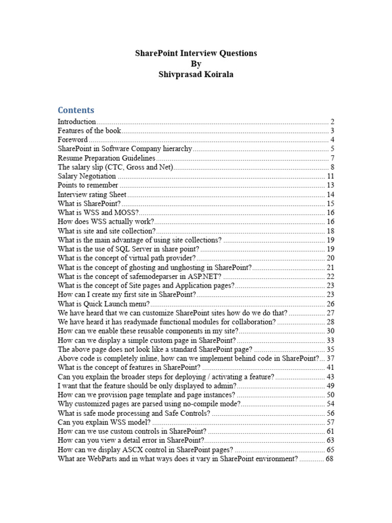 Sharepoint Interview Questions by Shivprasad Koirala | PDF | Share Point | Databases