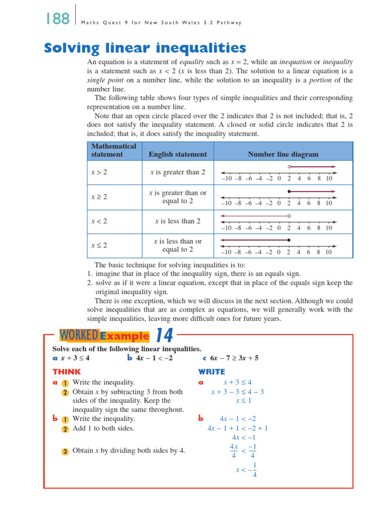 Mathsquest Ex 5g Solving Inequalities Pdf Inequality Mathematics Abstract Algebra
