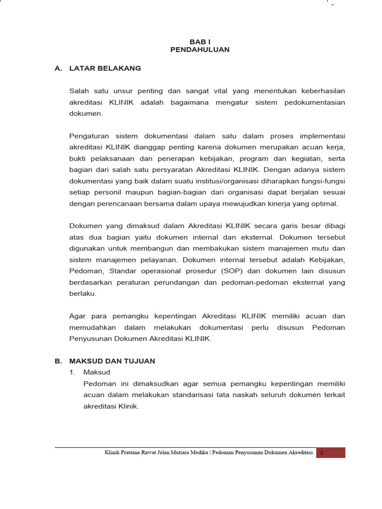 Pedoman Dokumentasi Akreditasi Klinik | PDF | Pengembangan Diri
