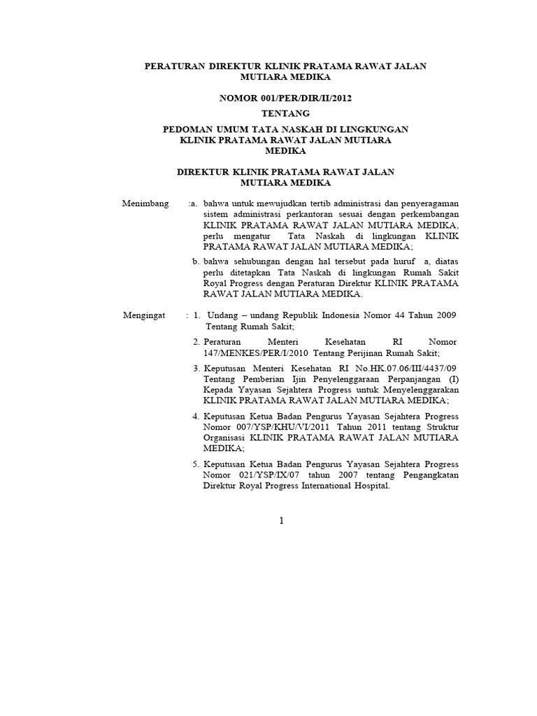 Contoh Pedoman Penyusunan Dokumen Tata Naskah | PDF