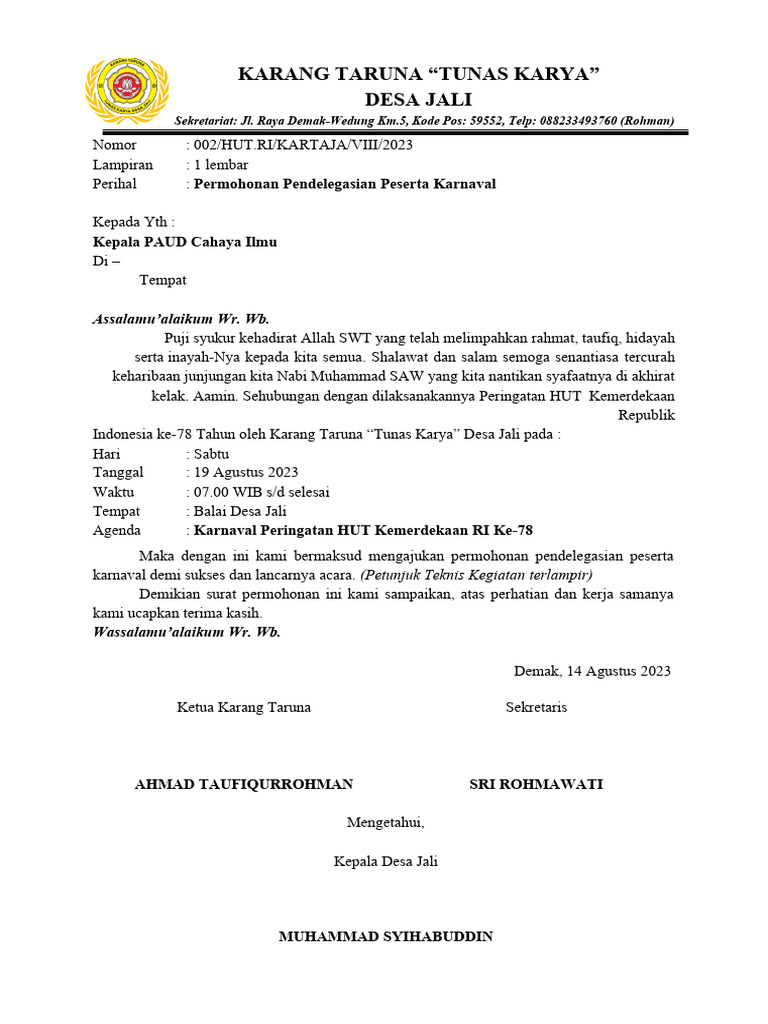 Surat Undangan Karnaval | PDF