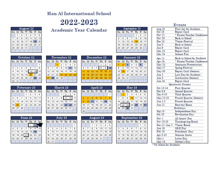 2022-2023 School Year Calendar | PDF
