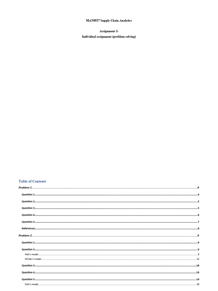 MAN6927 Supply Chain Analytics | PDF | Forecasting | Mean Squared Error