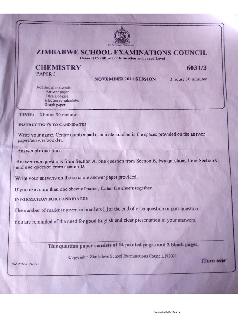 November 2021 Chem p3 1 | PDF