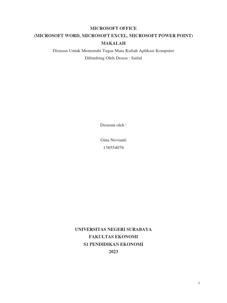Contoh Makalah Microsoft Office | PDF | Karier & Perkembangan | Komputer