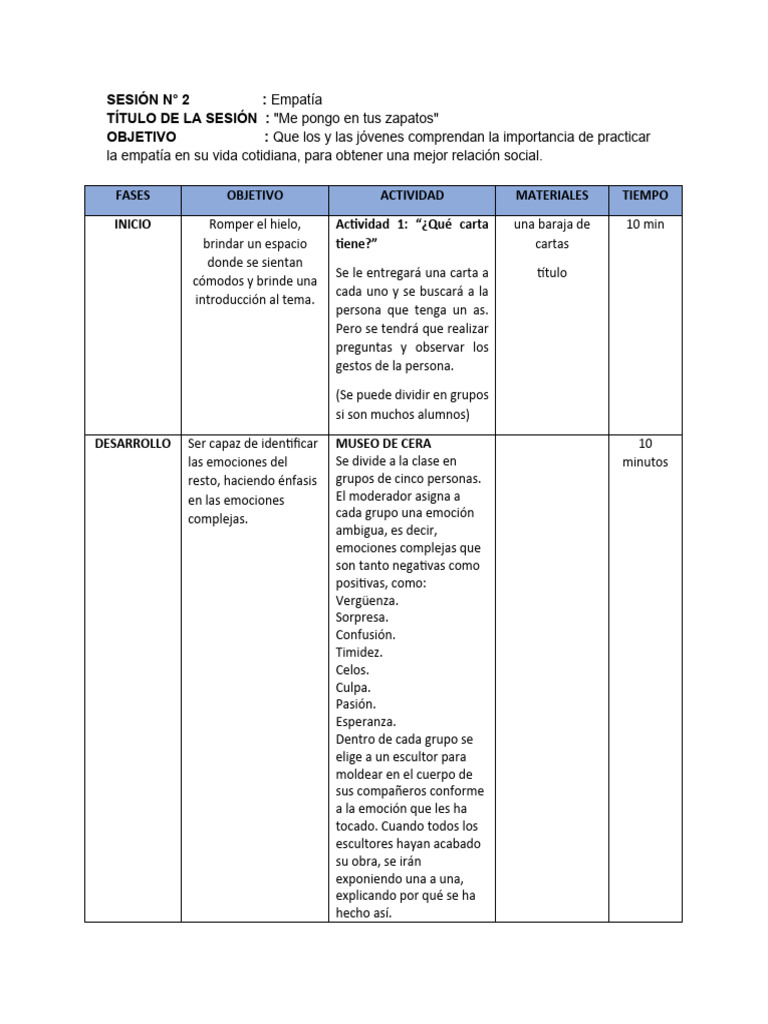 Sesión 2 - Me Pongo en Tus Zapatos | PDF | Empatía | Las emociones