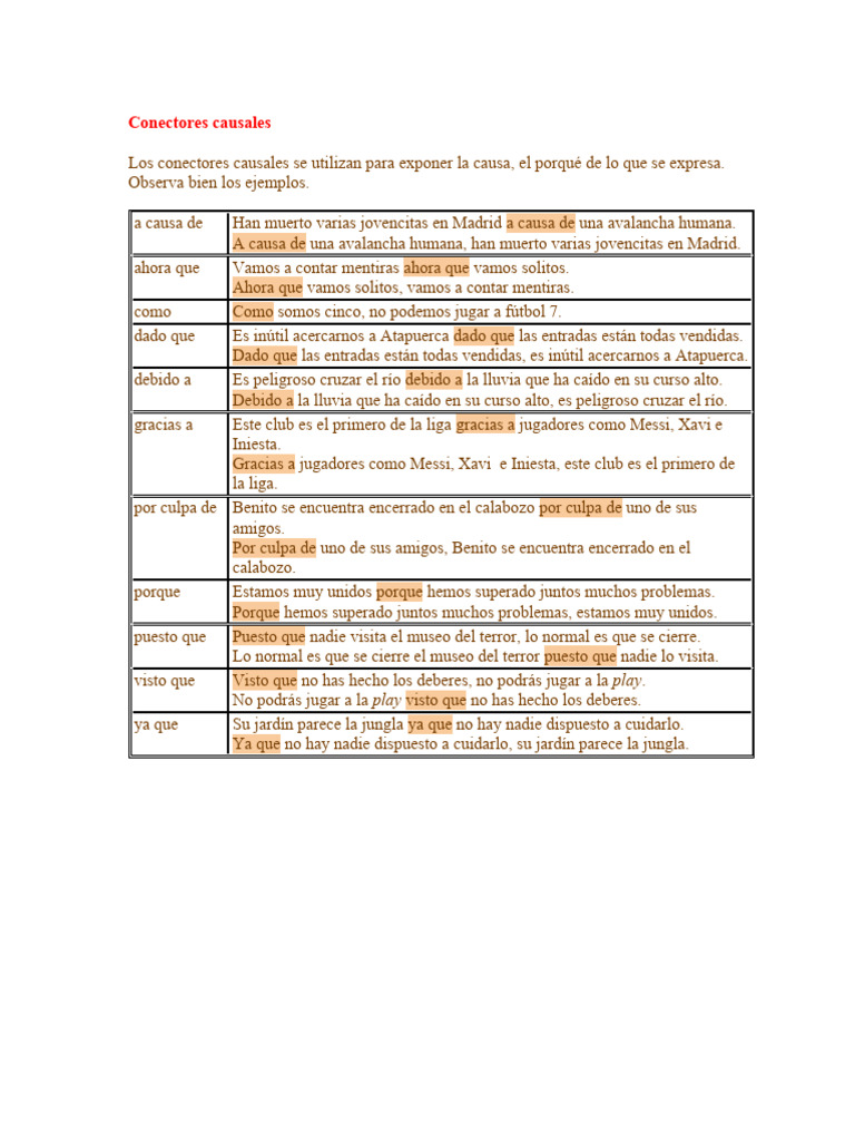 Conectores Causales | PDF