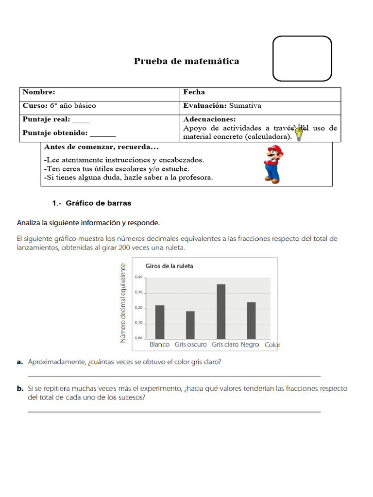 Prueba de Gráficos 6° Básico | PDF
