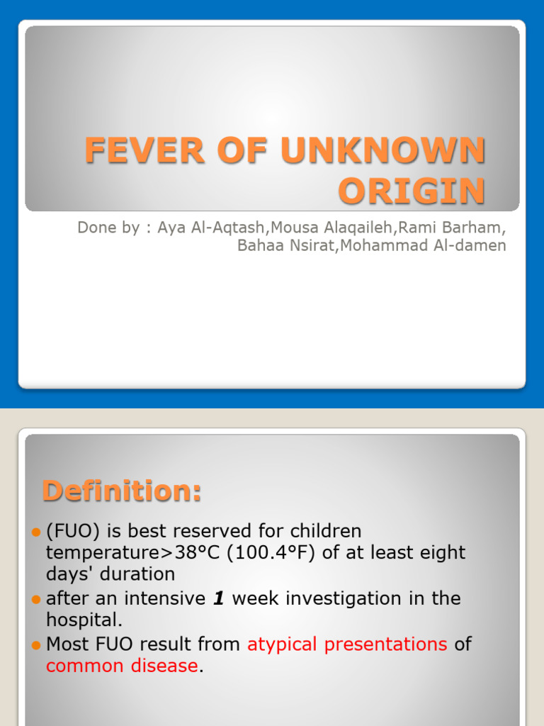 1 Fever of Unknown Origin | PDF | Causes Of Death | Diseases And Disorders
