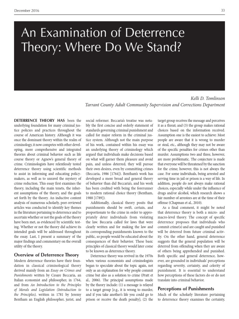 An Examination of Deterrence Theory: Where Do We Stand? | PDF | Criminology | Punishments