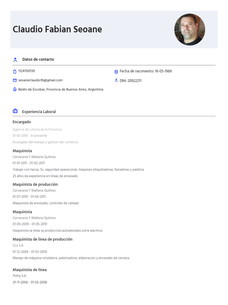 CV Seoane, Claudio Fabian | PDF