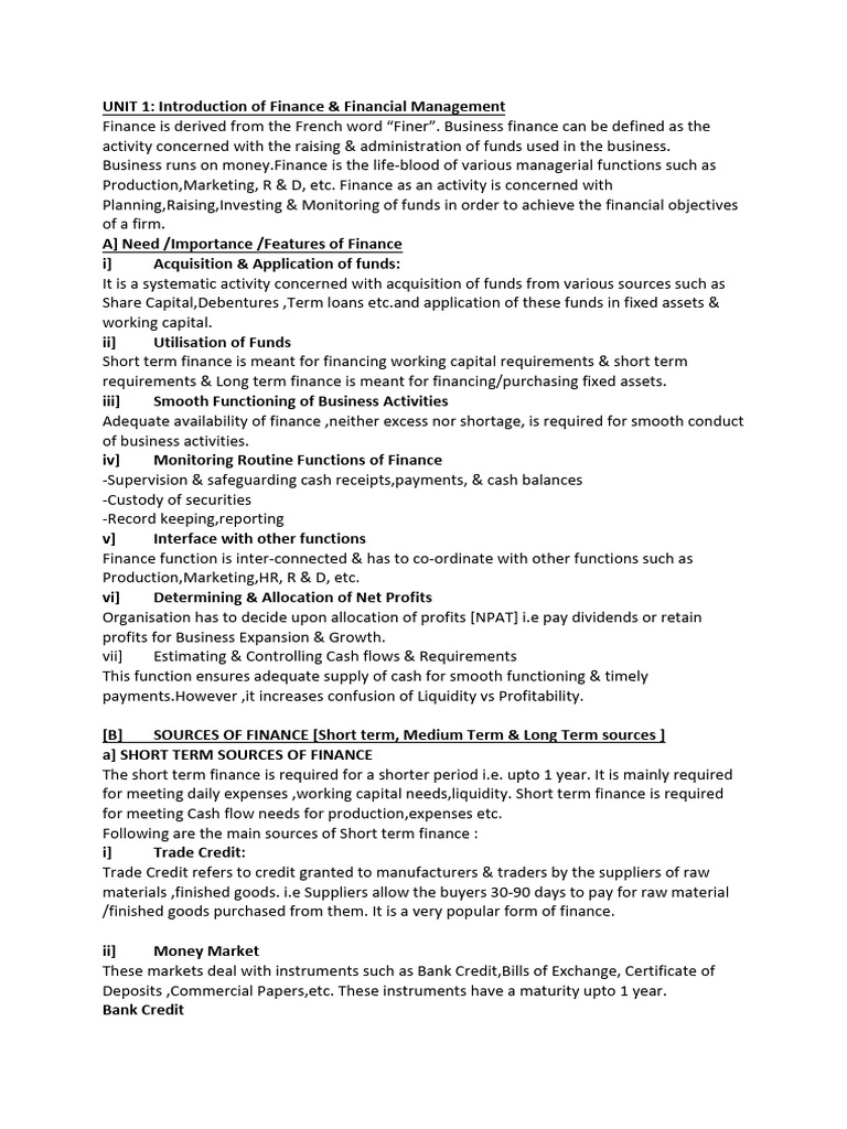 FM1 Unit 4 | PDF | Finance & Money Management | Credit