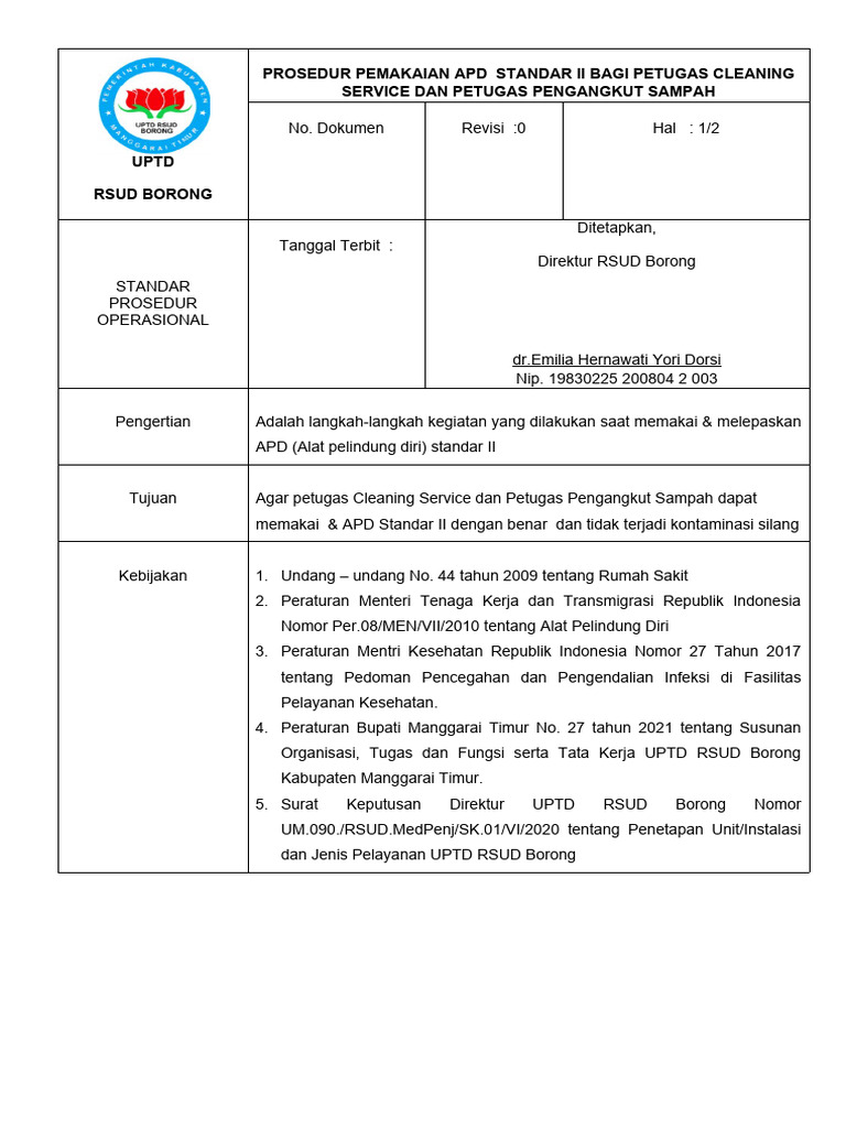 Prosedur Pemakaian APD untuk Cleaning Service | PDF | Pengembangan Diri ...