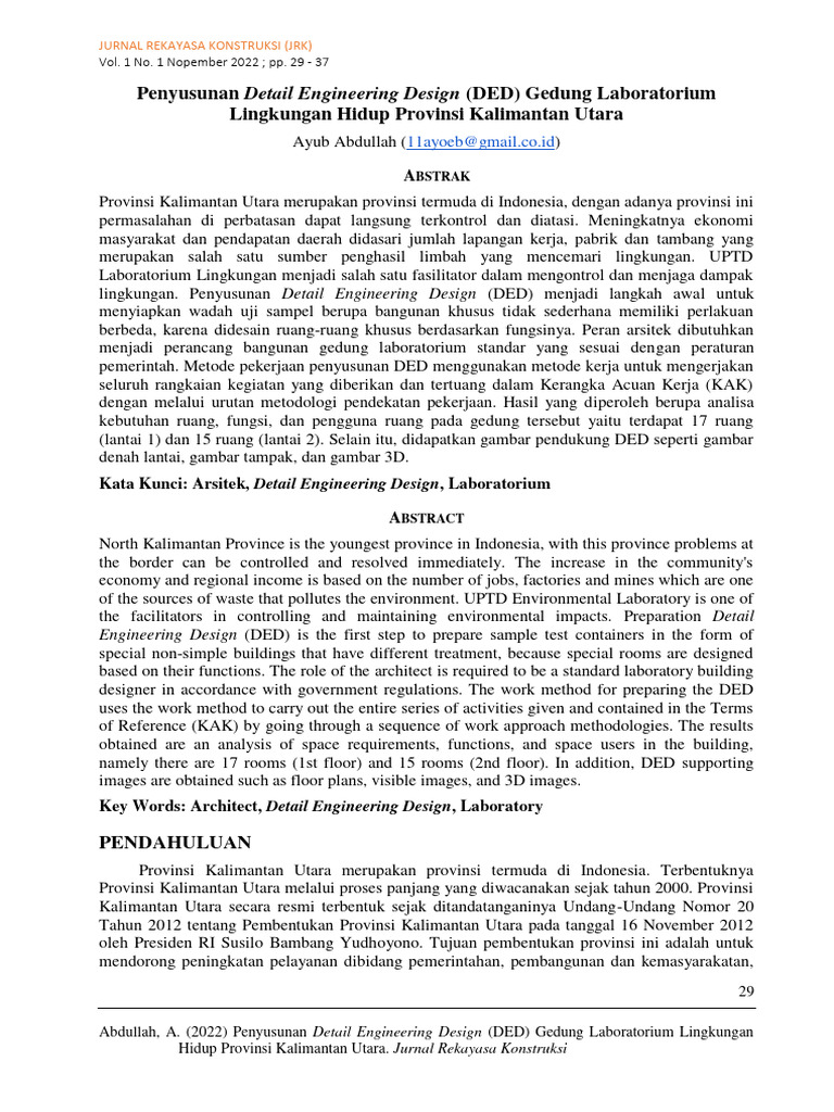 Penyusunan Detail Engineering Design (DED) Gedung Laboratorium ...