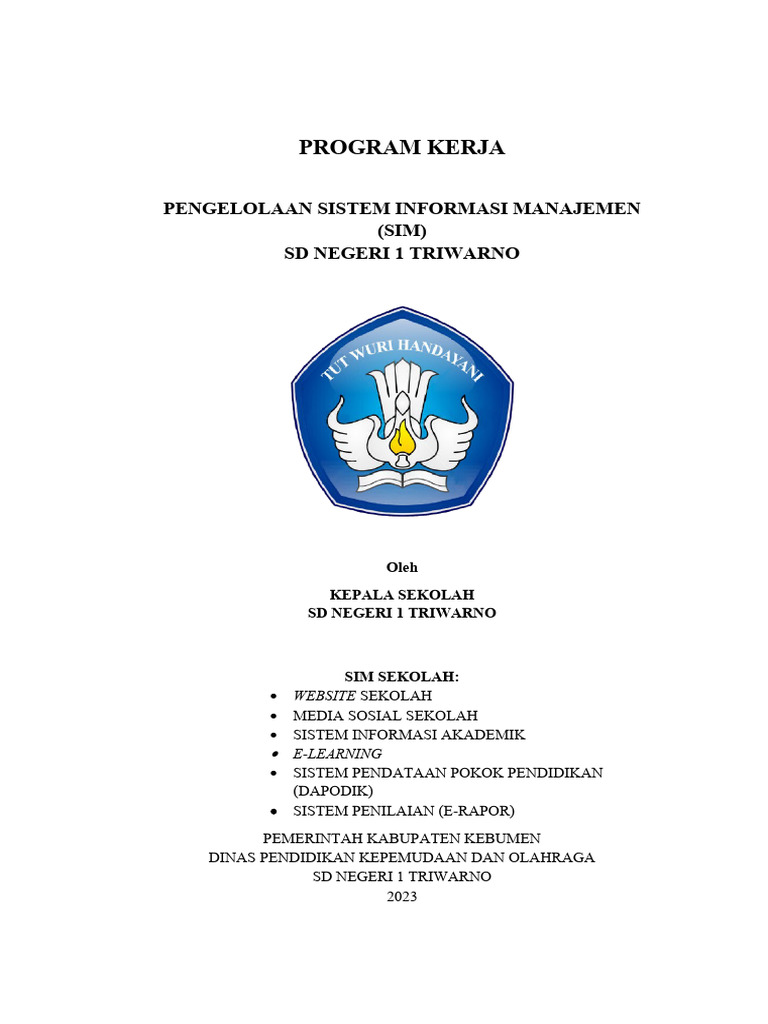 Program Kerja Pengelola SIM Sekolah | PDF
