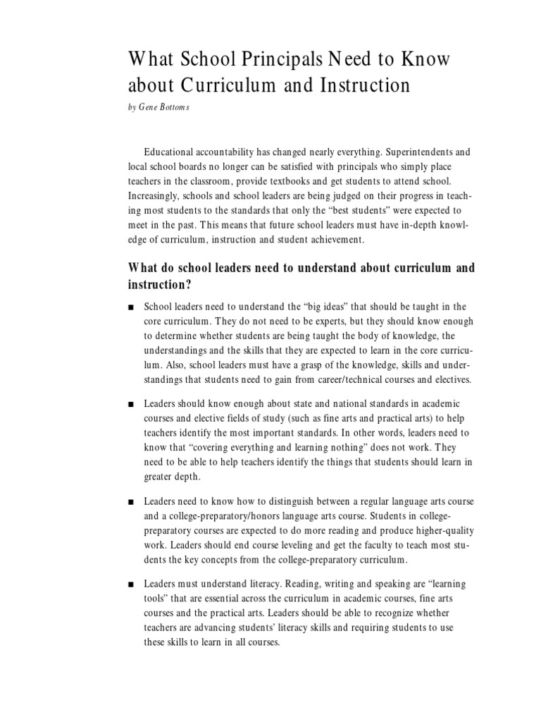 What School Principals Need To Know About Curriculum and Instruction ...