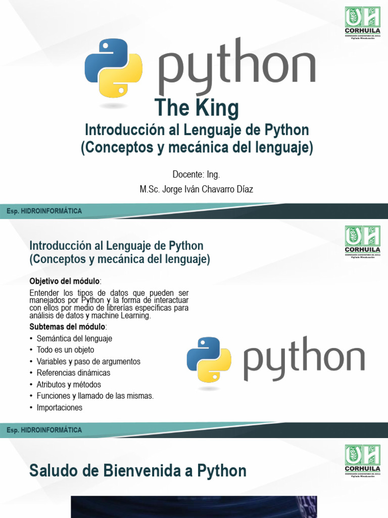 Introducción Al Lenguaje de Python | PDF | Lenguaje de programación ... Introducción Al Lenguaje de Python | PDF | Lenguaje de programación ...