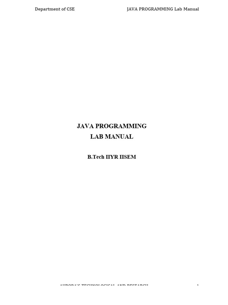 Java Programming Manual | PDF | Object Oriented Programming | Computer ... Java Programming Manual | PDF | Object Oriented Programming | Computer ...