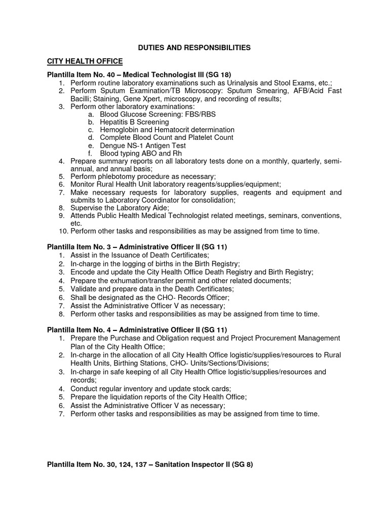DUTIES - AND - RESPONSIBILITIES - Permanent 03 26 2021 002 | PDF ...