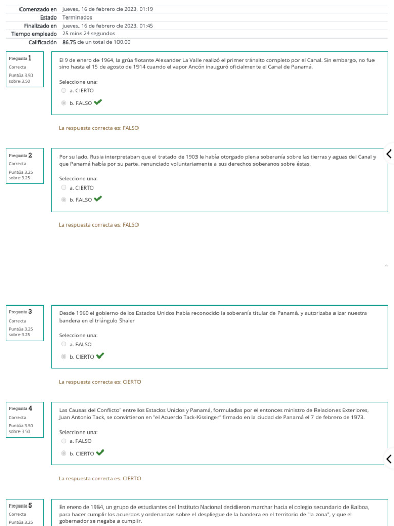 Examen Final Del Curso Revisi N Del Intento PDF | PDF | Panamá | canal de Panama