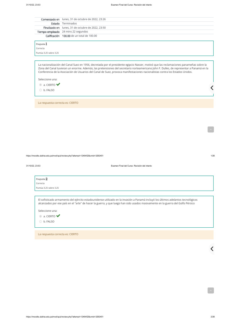 Examen Final Del Curso Revisi N Del Intento PDF | PDF | Panamá | canal de Panama