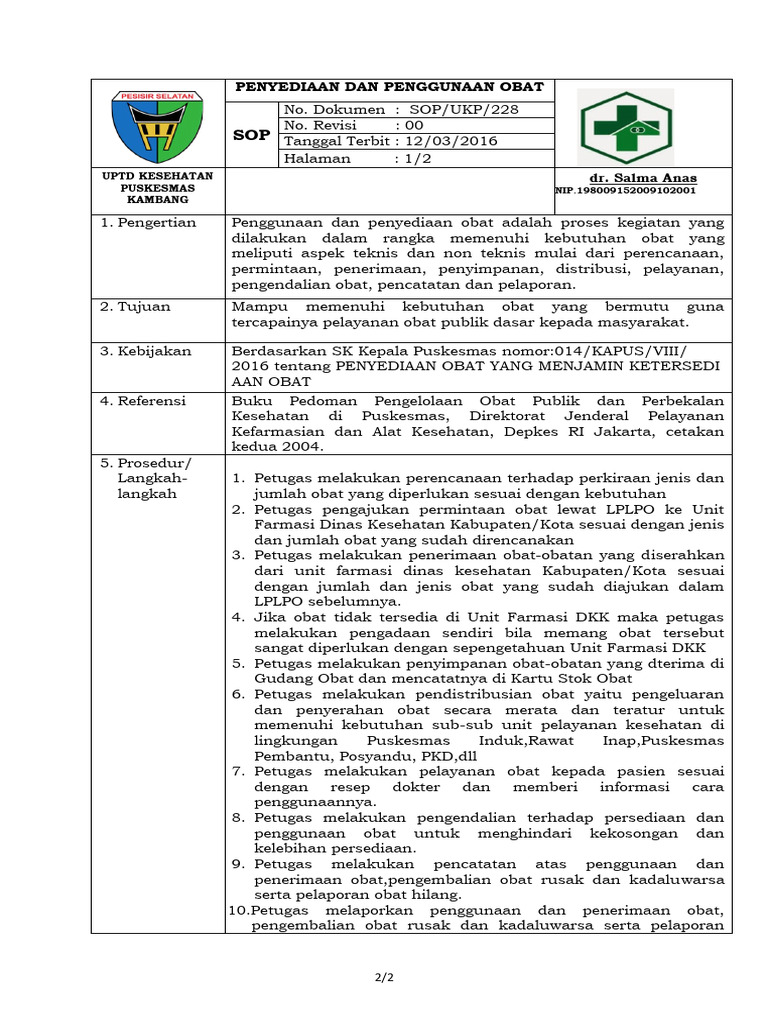Sop Bab 8.2.1.2 | PDF