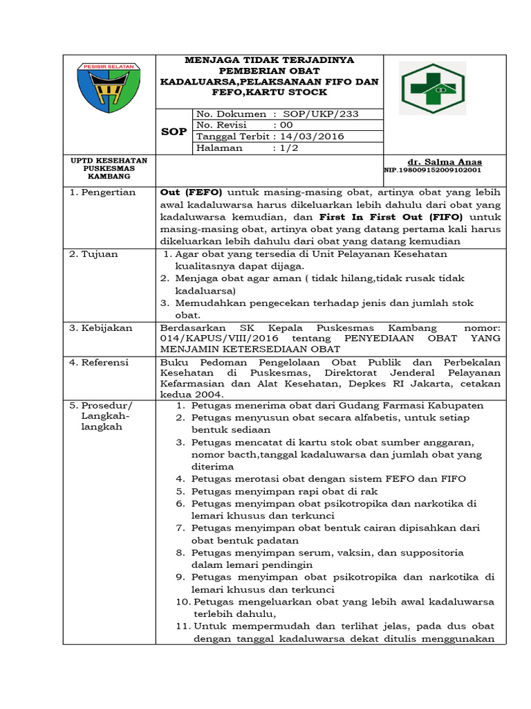 Sop Bab 8.2.2.5 | PDF