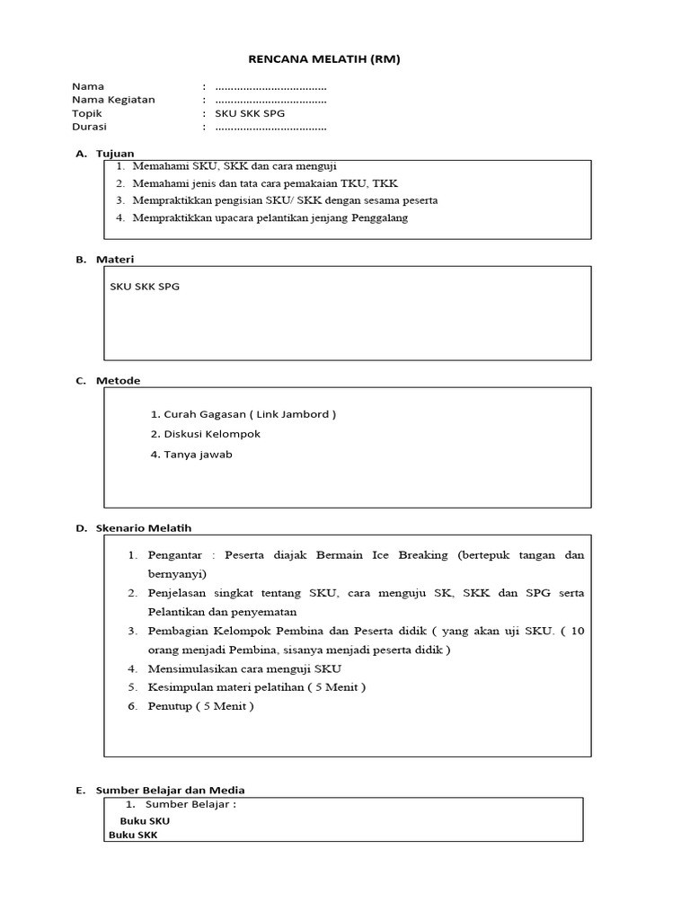 Rencana Melatih Sku SKK SPG | PDF | Karier & Perkembangan