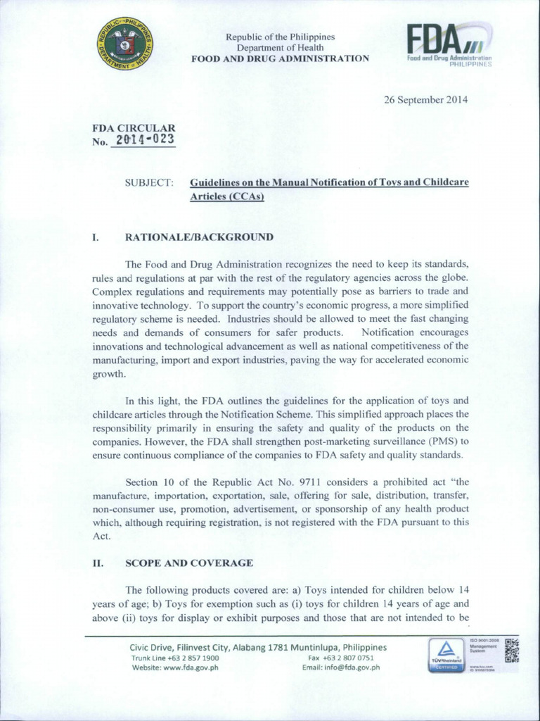 FDA Circular No. 2014 023 | PDF FDA Circular No. 2014 023 | PDF