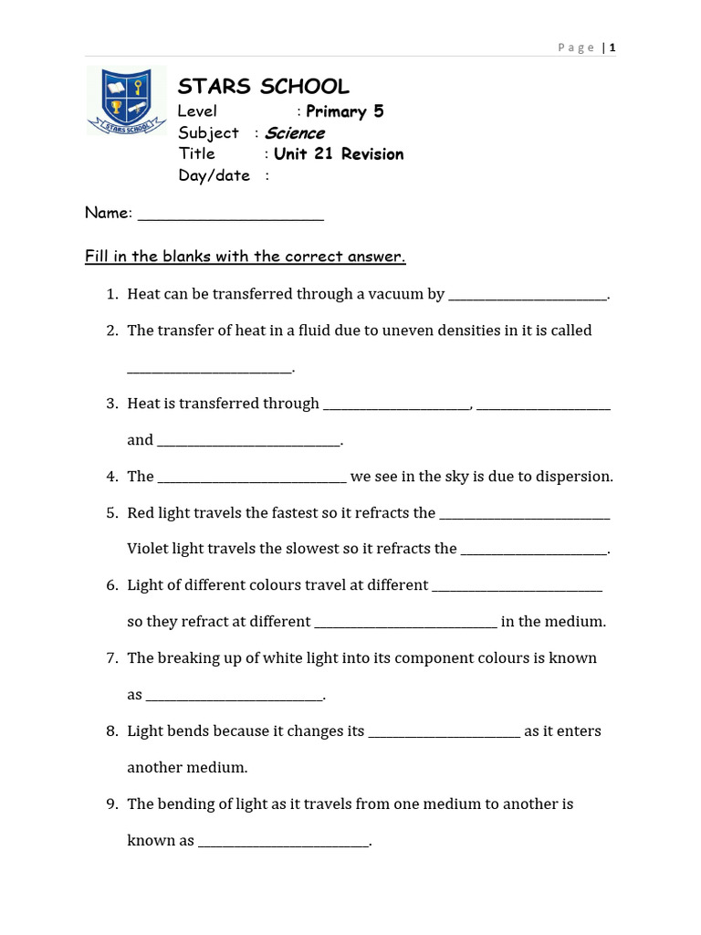 Science P5 Revision Unit 21 | Download Free PDF | Refraction | Light