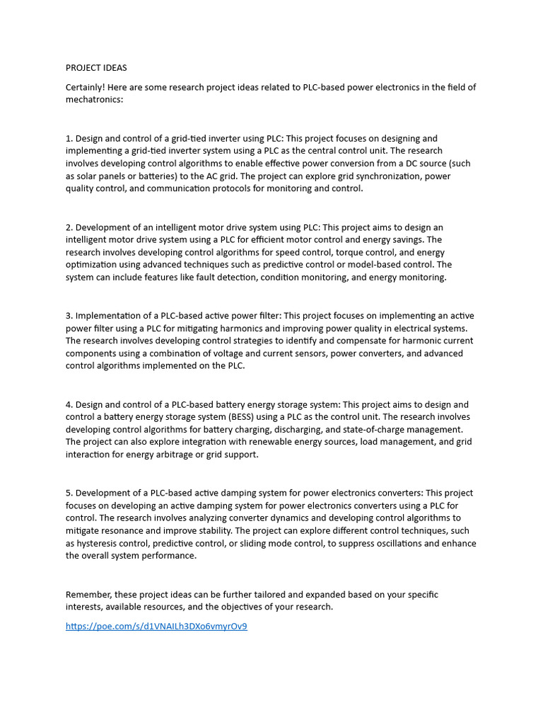 Project Ideas | PDF | Power Electronics | Power Inverter