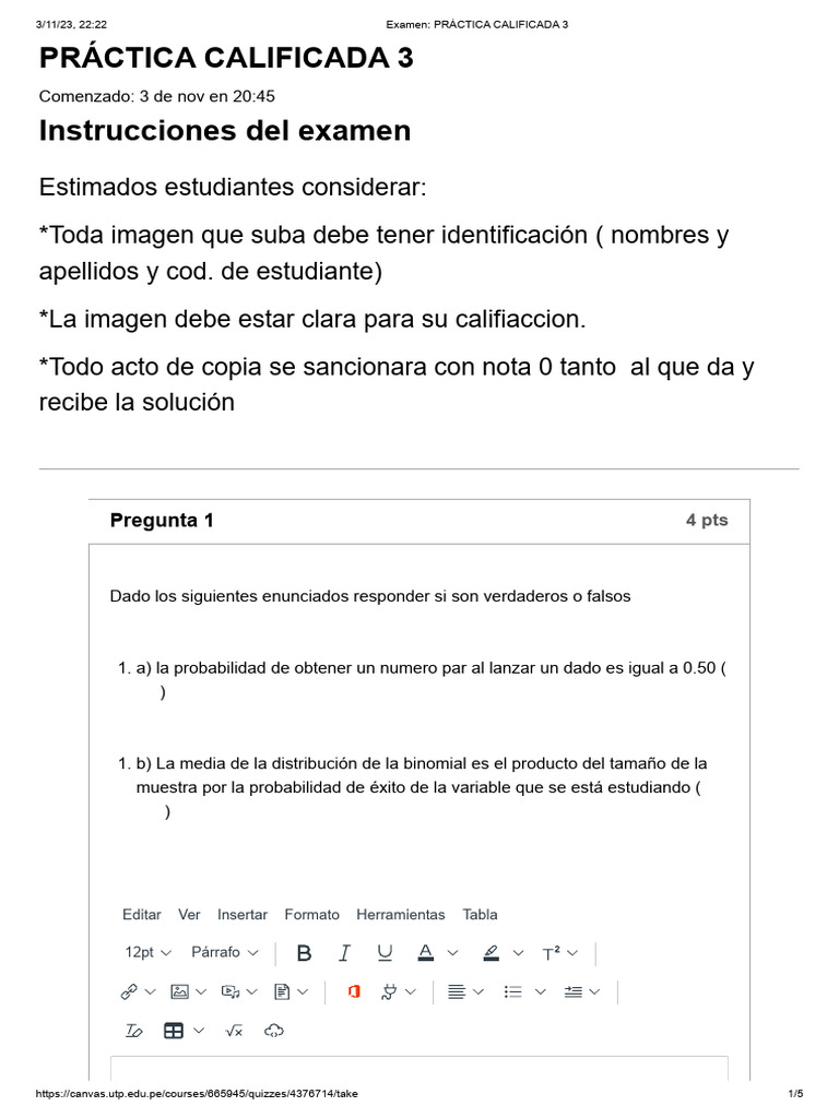 Examen - Práctica Calificada 3 | PDF