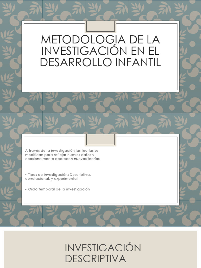 Metodología de Investigación en Desarrollo Infantil | PDF | Metodología ...