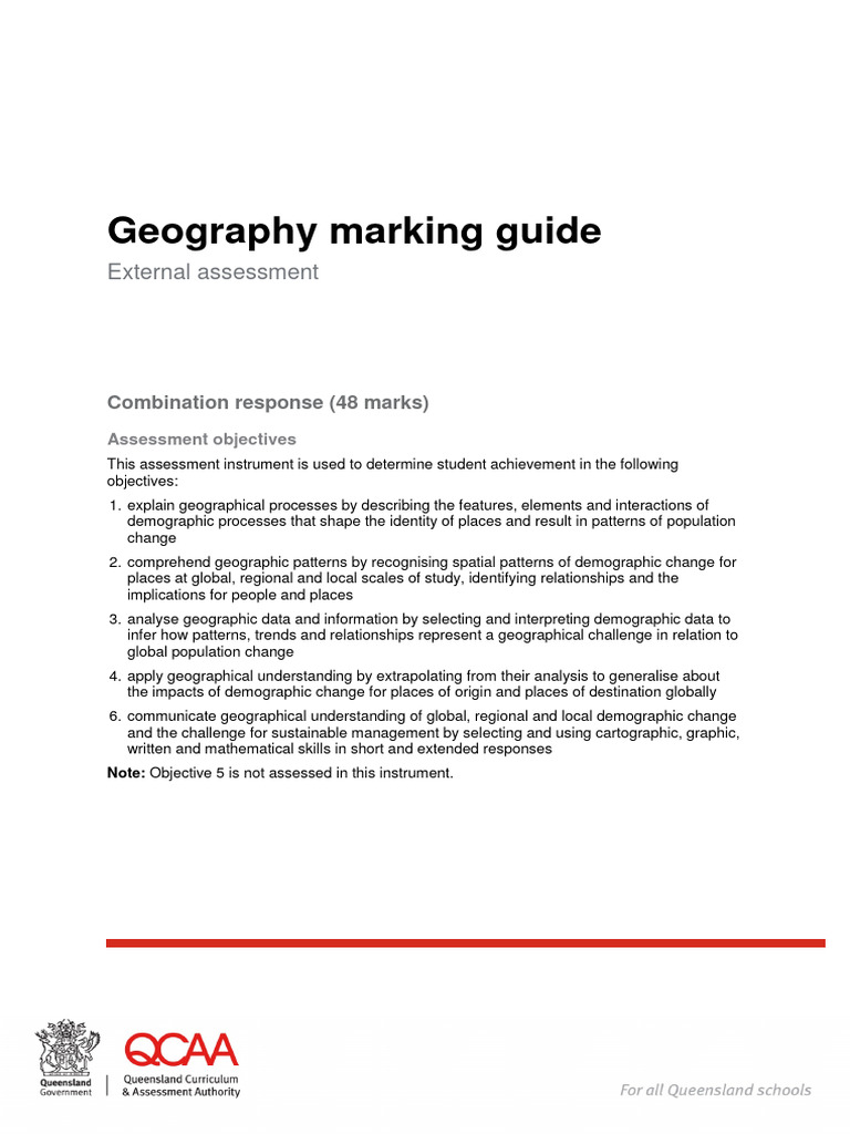 2020 Geography Assessment Marking Guide | PDF | Geography | Demography