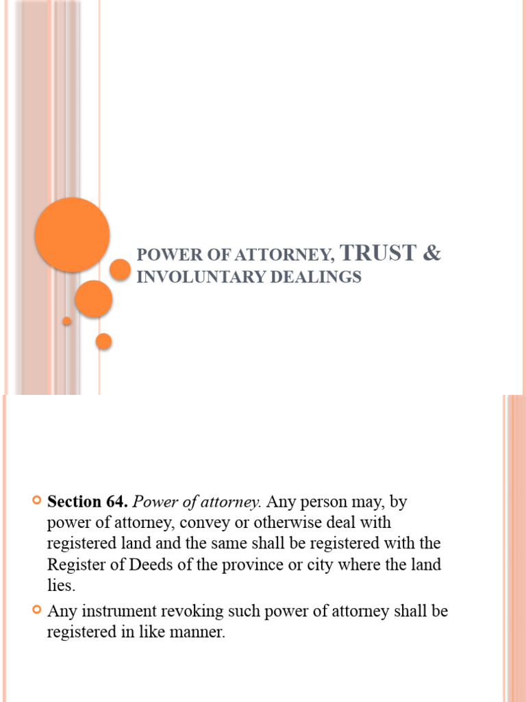 LTD Power of Atty Involuntary Dealings | PDF | Trust Law | Mortgage Law