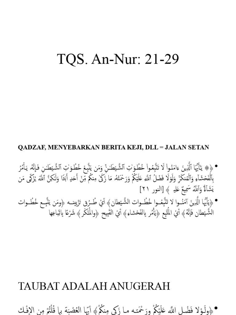 TQS. An-Nur 21 - 29 | PDF