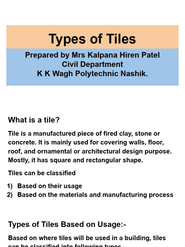Types of Tiles | PDF | Tile | Brick