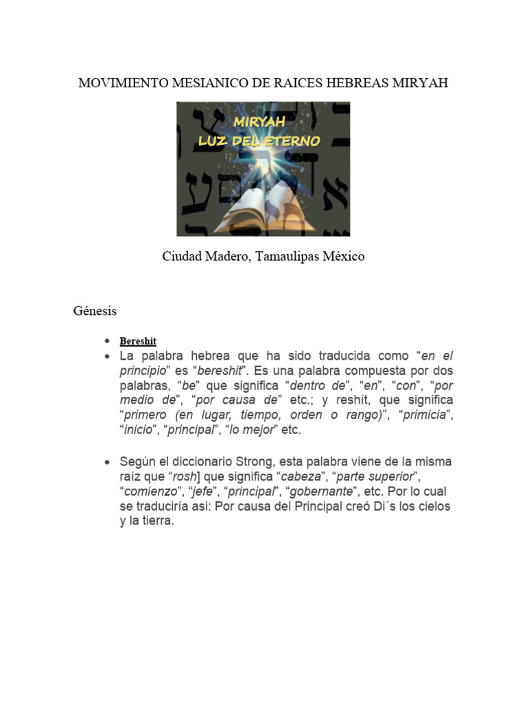 Bereshit | PDF | Libro del Génesis | Creencia religiosa y doctrina