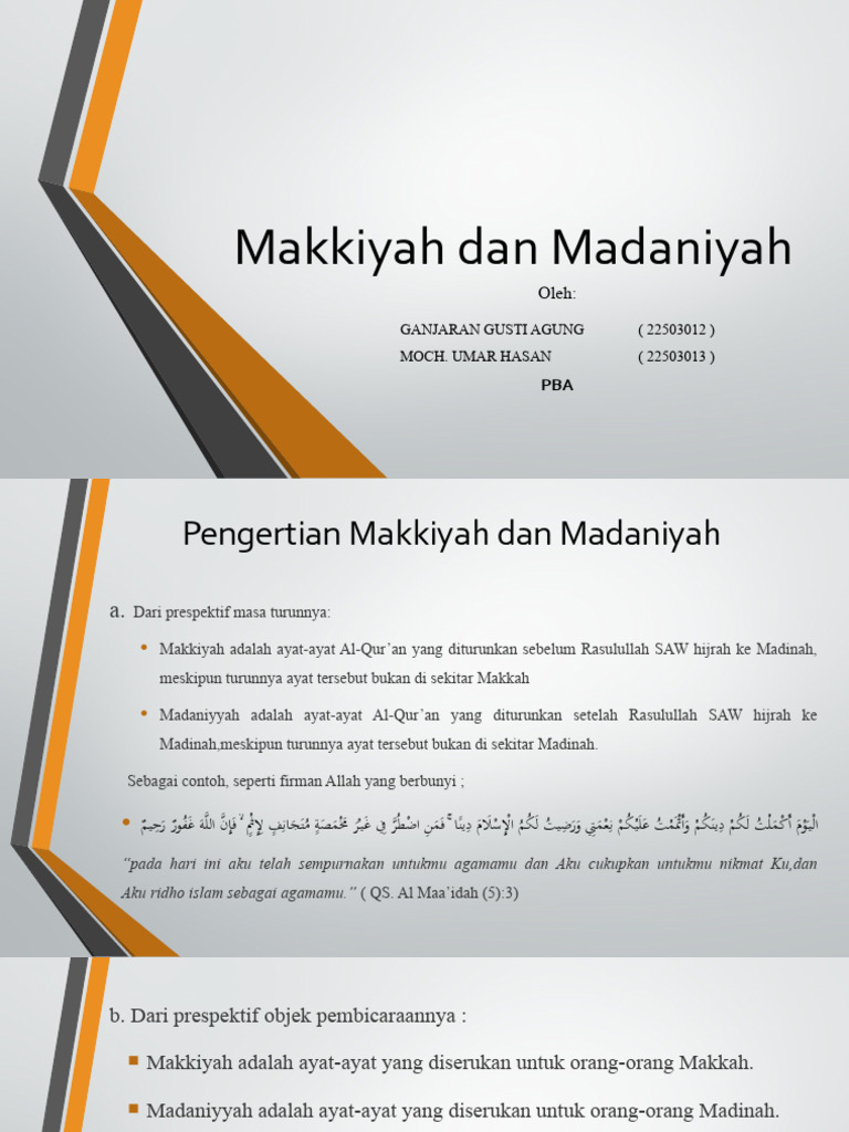 Makkiyah Dan Madaniyah KELOMPOK 1 | PDF