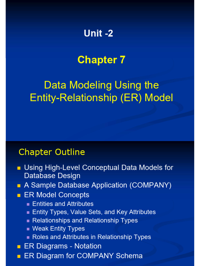 Unit - 2: Data Modeling Using The Entity-Relationship (ER) Model | Download Free PDF ...