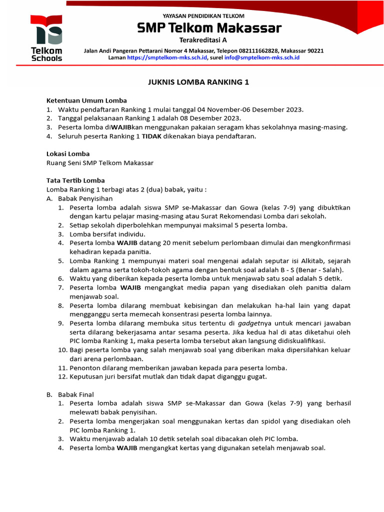 Lomba Ranking 1 SMP Makassar | PDF | Karier & Perkembangan | Olahraga ...