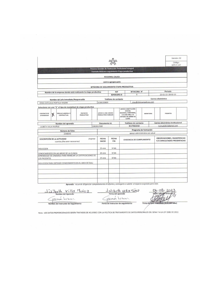 Bitacora 1 Firmada Pdf