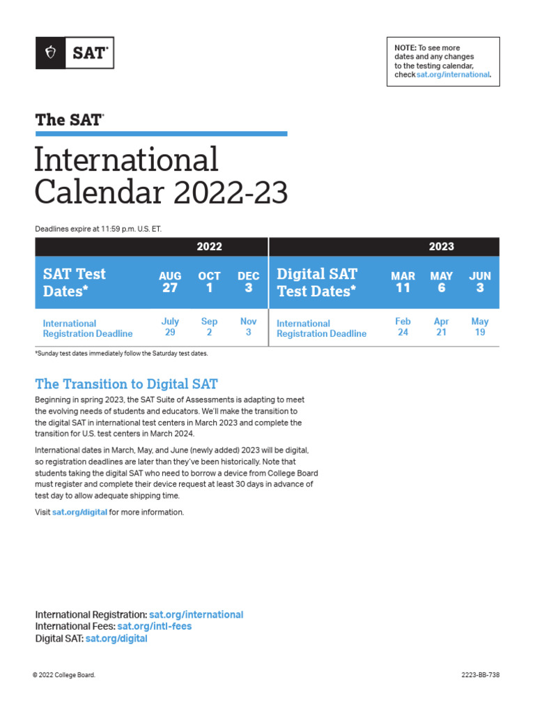 Digital Sat Calendar | PDF