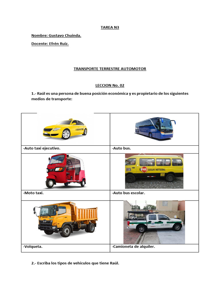 Tarea 3 L.r.t... | PDF | Transporte | Autobús