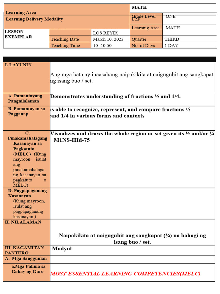 Cot Math 1 Q3 W4 | PDF