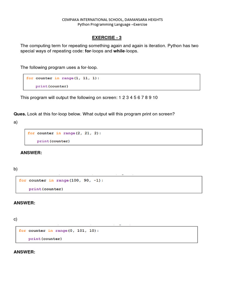 Exerise 3 - Loop | PDF