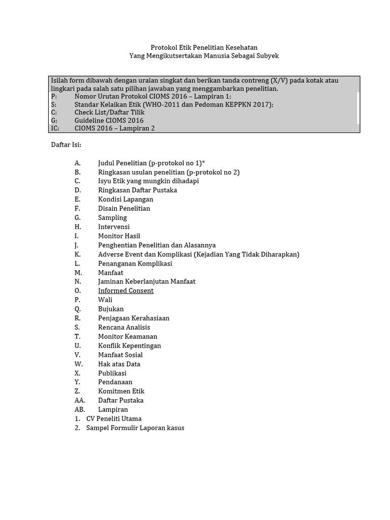 Protokol Penelitian | PDF