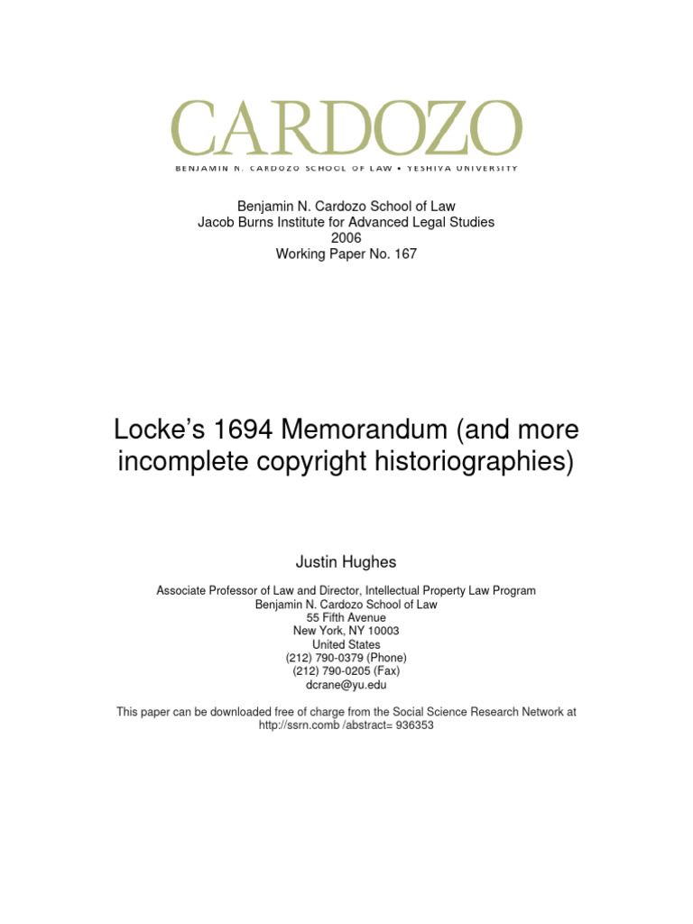 5 Locke's 1694 Memorandum | PDF | John Locke | Property
