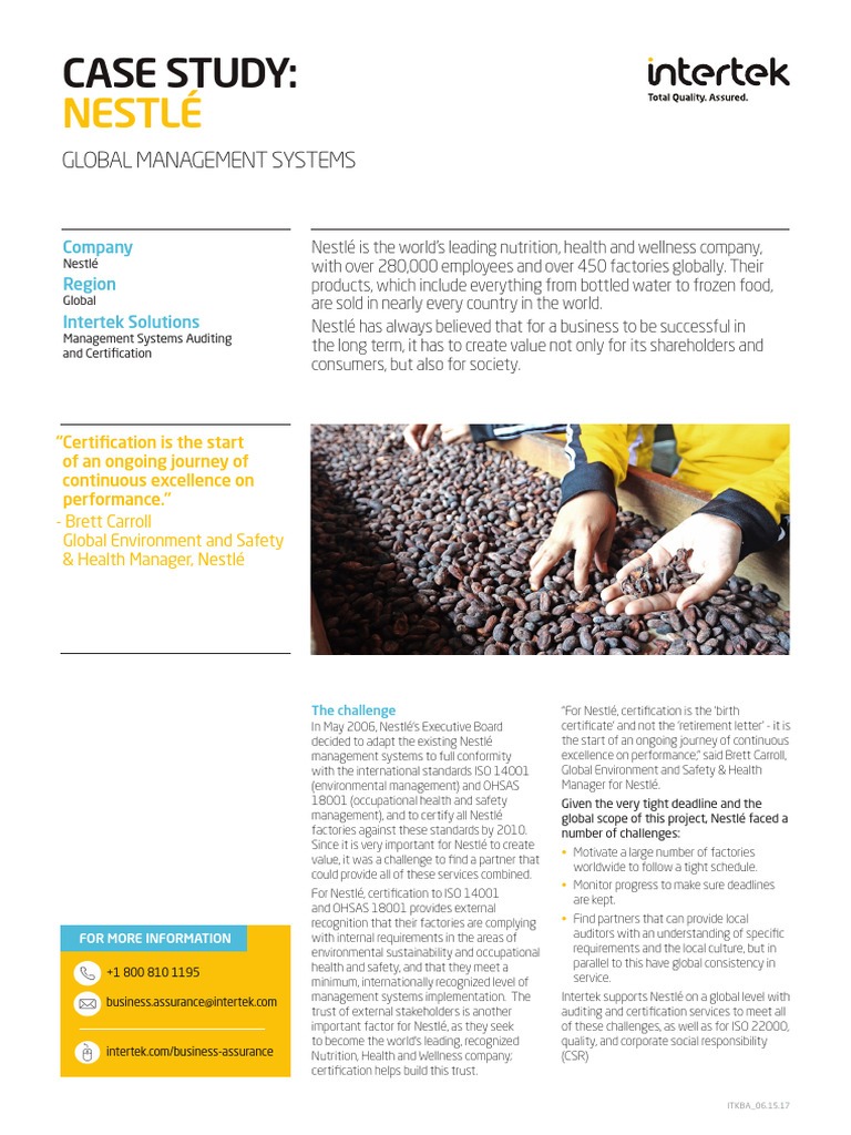 Nestlé ISO Certification Success | PDF | Audit | Nestlé