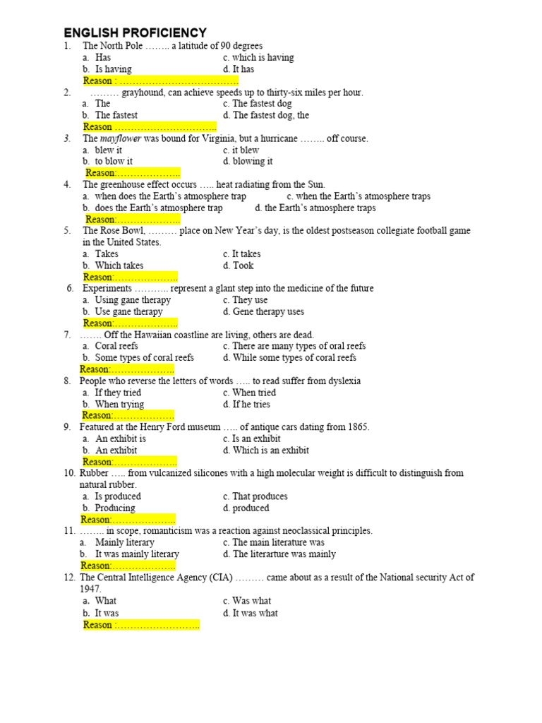 English Proficiency (1) 3 | PDF | Earth